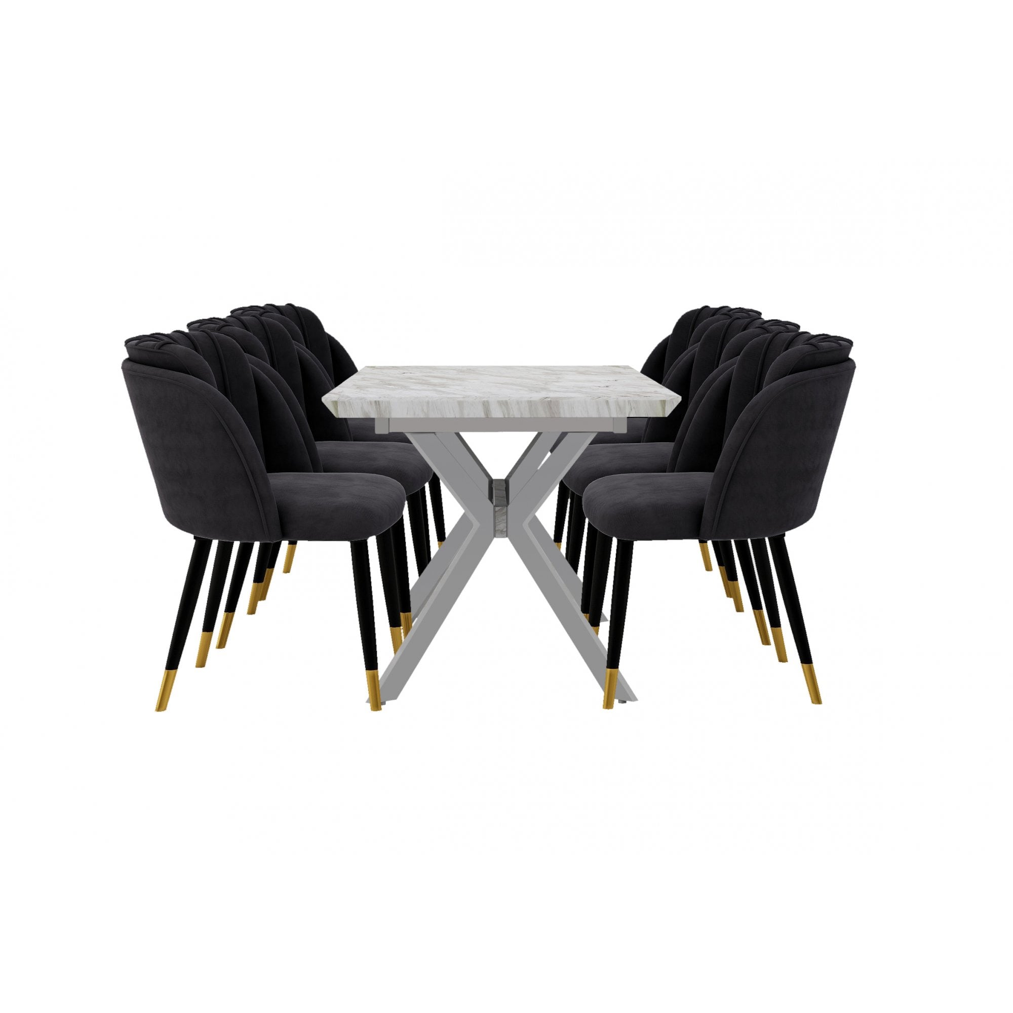 Milano Blaze LUX Dining Set | a White EXTENDABLE Dining Table & 6 ...